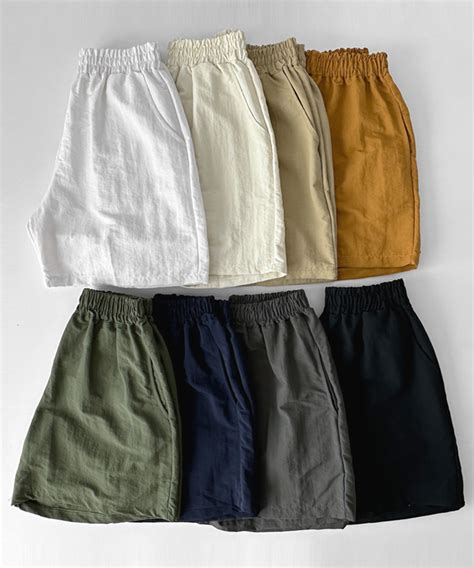 바스락 나일론 아노락 여름 밴딩 4부 반바지 휴양지 바캉스 흰반바지