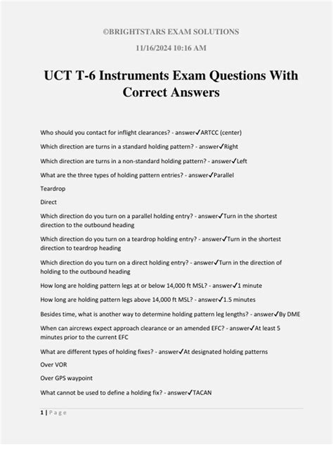 Uct T 6 Instruments Exam Questions With Correct Answers Uct T 6 Stuvia Us