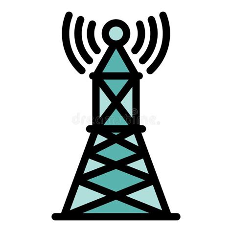 信号塔图标彩色轮廓矢量图 向量例证 插画 包括有 播放 沟通 数据 分级显示 按钮 传真 颜色 233308232
