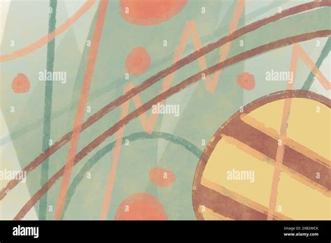 Abstract Artwork Featuring Soft Pastel Hues With Organic Shapes And Intersecting Lines Creating