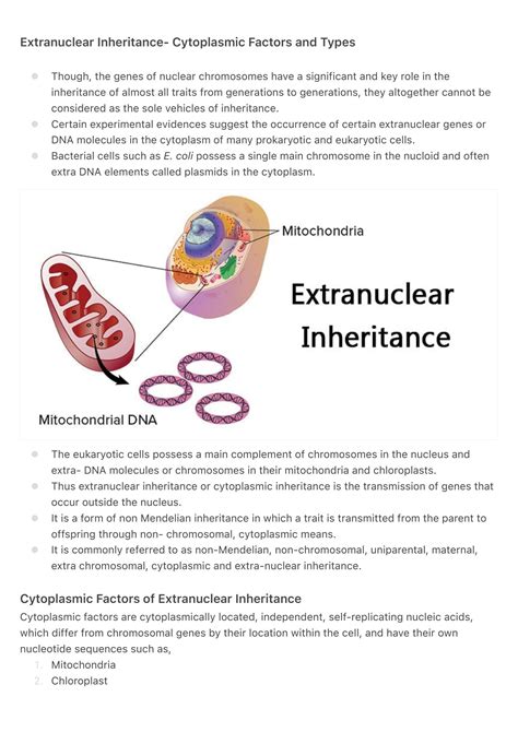 Solution Extranuclear Inheritance Cytoplasmic Factors And Types