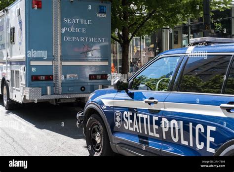 Seattle Usa 18th July 2023 Anarchy Tag On The Spd Police Mobile