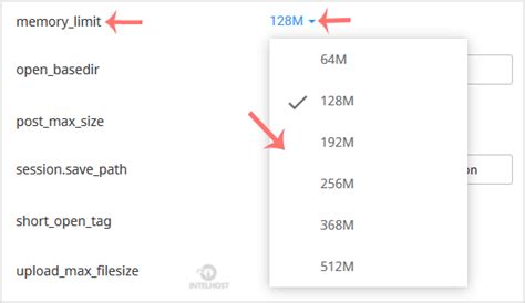 how to increase or decrease php memory limit via cloudlinux selector in