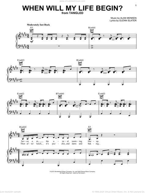 When Will My Life Begin From Tangled Sheet Music For Voice Piano Or Guitar