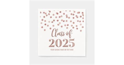Rose Gold Confetti Class Of 2025 Napkins Zazzle