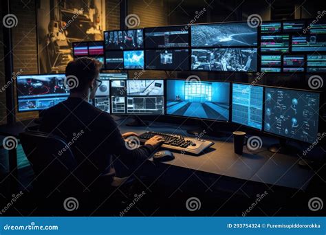 Multi Monitor Cybersecurity Analyst Workstation Monitoring System With
