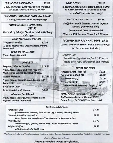 Fergies On The Ave Menu Menu For Fergies On The Ave Tacoma Tacoma