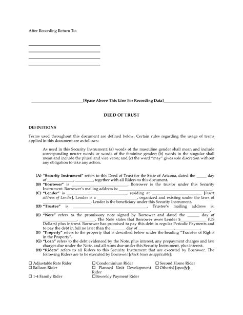 Arizona Deed Of Trust