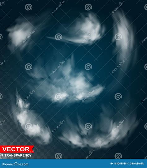 Набор вектора Photorealistic белых облаков прозрачный Иллюстрация