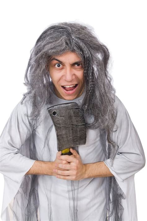 The Funny Old Man Isolated On White Stock Image Image Of Magic