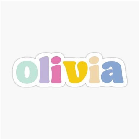 Olivia Custom Name On Colorful Block Font Sticker For Sale By To