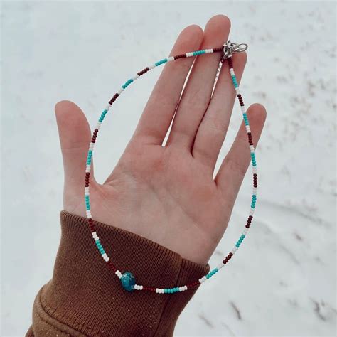 Western Seed Bead Choker Turquoise Seas Bead Choker Western Necklace
