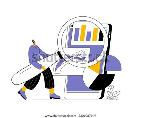 Girl Magnifying Glass Works Data Form Stock Vector Royalty Free