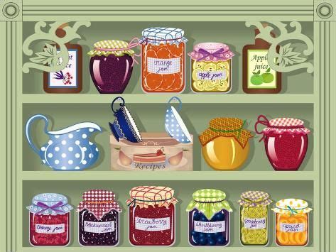 Shelf With Home Made Preserved Jam Art Print Milovelen Art Com Food Jar Jar Of Jam Jam