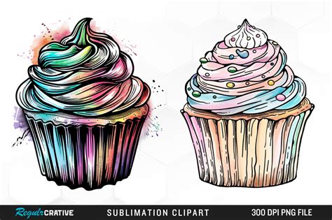 Cupcakes Sublimation PNG Clipart Design Graphic By Regulrcrative Creative Fabrica