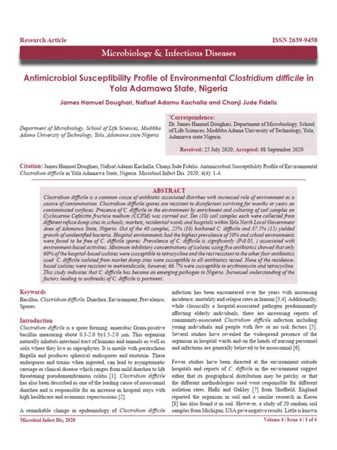 Antimicrobial Susceptibility Profile Of Environmental Clostridium