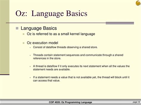 Ppt Cop 4020 Oz Programming Language Presentation Powerpoint