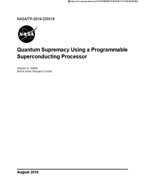 Quantum Supremacy Using A Programmable Superconducting Processor Pdf
