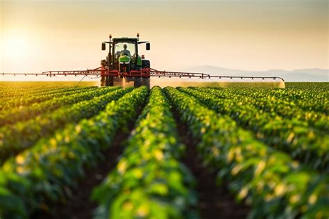 Premium Photo Arafed Tractor Spraying Pesticide On A Field Of Crops