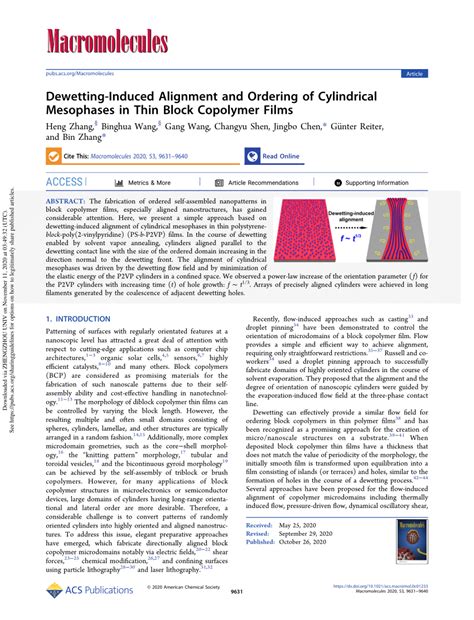 Pdf Dewetting Induced Alignment And Ordering Of Cylindrical
