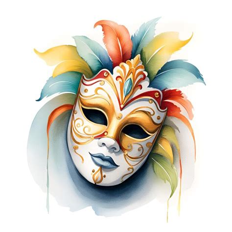 Premium Photo Vintage Watercolor Painting Of A Venice Carnival Mask