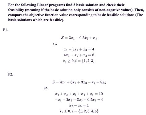 Solved For The Following Linear Programs Find 3 Basic