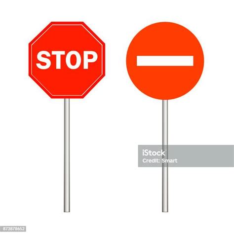 항목 및 정지 신호입니다 교통 금지 표지 방법 금지 기호입니다 붉은 벽돌 Prohibition에 대한 스톡 벡터 아트 및 기타