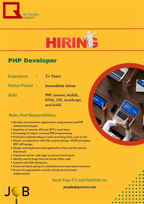 Hiring Phpdeveloper Laravel Webdevelopment Careeropportunity