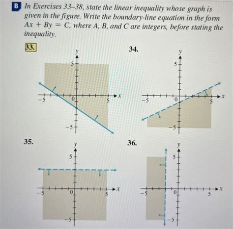 b in exercises 33 38 ﻿state the linear inequality