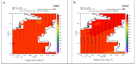 temperature spatial distribution in february a august b at a depth