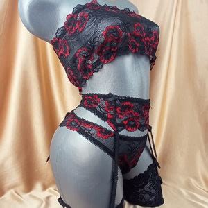 See Through Lingerie Set Of 3 Bdsm Lingerie Erotic Lingerie Goth