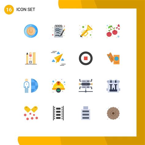 Pictogram Set Of 16 Simple Flat Colors Of Education Pen Ireland Food Berry Editable Pack Of