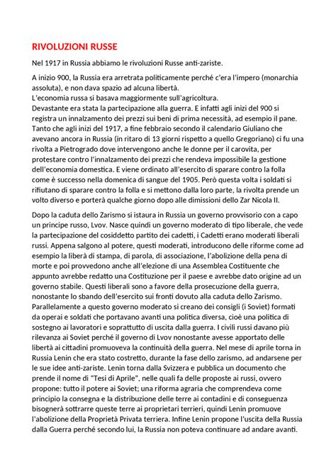 Riassunto Rivoluzione Russa Docsity