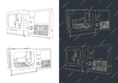 Premium Vector Desktop Cnc Router Machine Blueprints