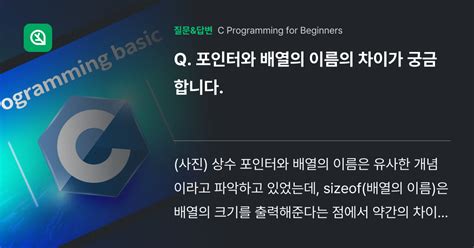 포인터와 배열의 이름의 차이가 궁금합니다 Inflearn Community Qanda