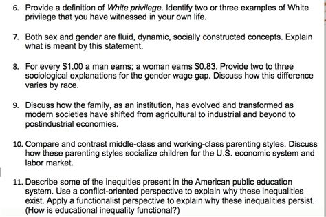 Solved Provide A Definition Of White Privilege Identify Two