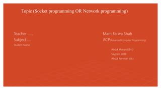 Socket Programming Or Network Programming PPTX Computer Networking Computing