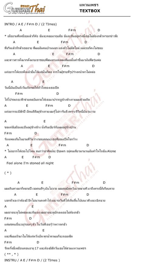 คอร์ดเพลง แหวนเพชร Textbox