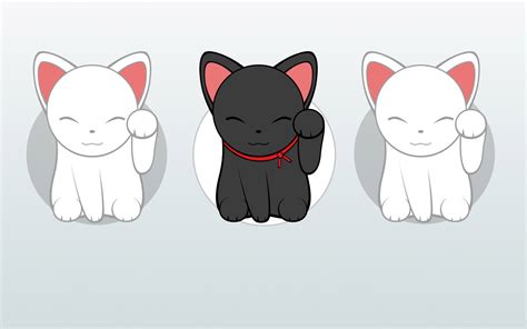 三只可爱的招财猫桌面壁纸 高清可爱壁纸 彼岸桌面