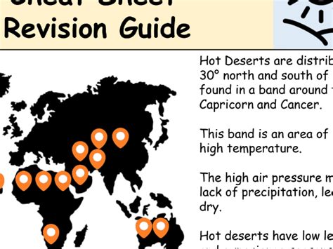 Gcse Geography Hot Deserts ‘cheat Sheet Revision Guide Teaching