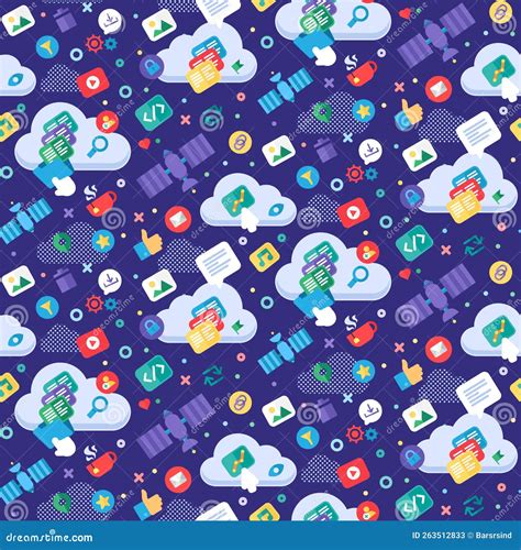 Global Technology Seamless Pattern Wallpaper Template Vector Stock