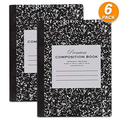 Emraw Composition Notebook Black And White Marble Wide Rule Paper Book