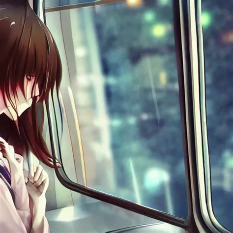 Closeup Of An Anime Girl In The Bus Station In The Stable Diffusion