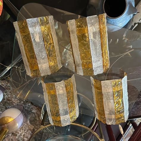 Mid Century Modern White And Yellow Murano Glass Wall Sconce Attributed