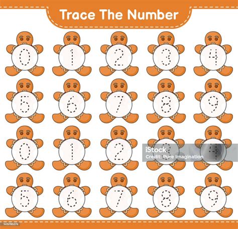 숫자를 추적합니다 진저 브레드 맨 교육 용 어린이 게임 인쇄 가능한 워크 시트 벡터 일러스트레이션으로 추적 번호 개체 그룹에 대한 스톡 벡터 아트 및 기타 이미지 Istock