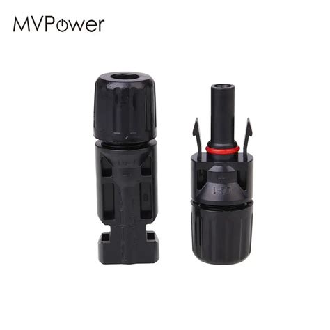 2pcs Pair Mc4 Adapter Connector Solar Panel Pv Modules Black Pop Male