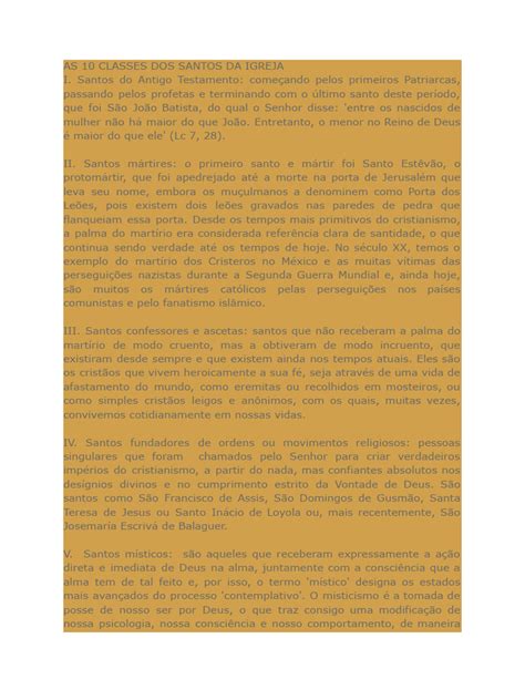 As 10 Classes Dos Santos Da Igreja Pdf Creencia Religiosa Y Doctrina