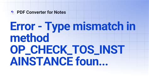 Error Type Mismatch In Method Opchecktosinst Ainstance Found Unknown Expected Swing