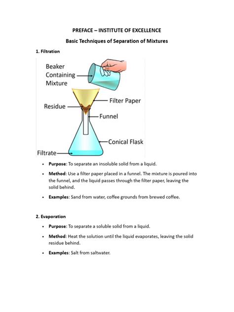 Separation Of Mixtures Pdf Filtration Solubility