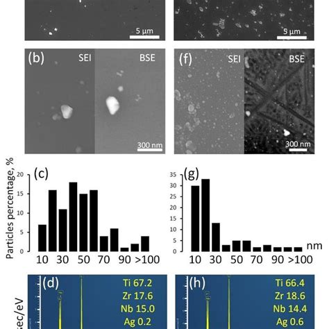 Sem Images In Sei And Bse Modes Abef Ag Np Size Distribution